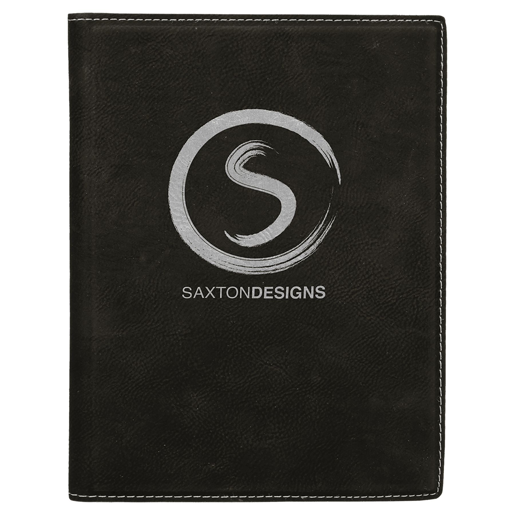 Black/Silver Laserable Leatherette Small Portfolio with Notepad 7" x 9 ...