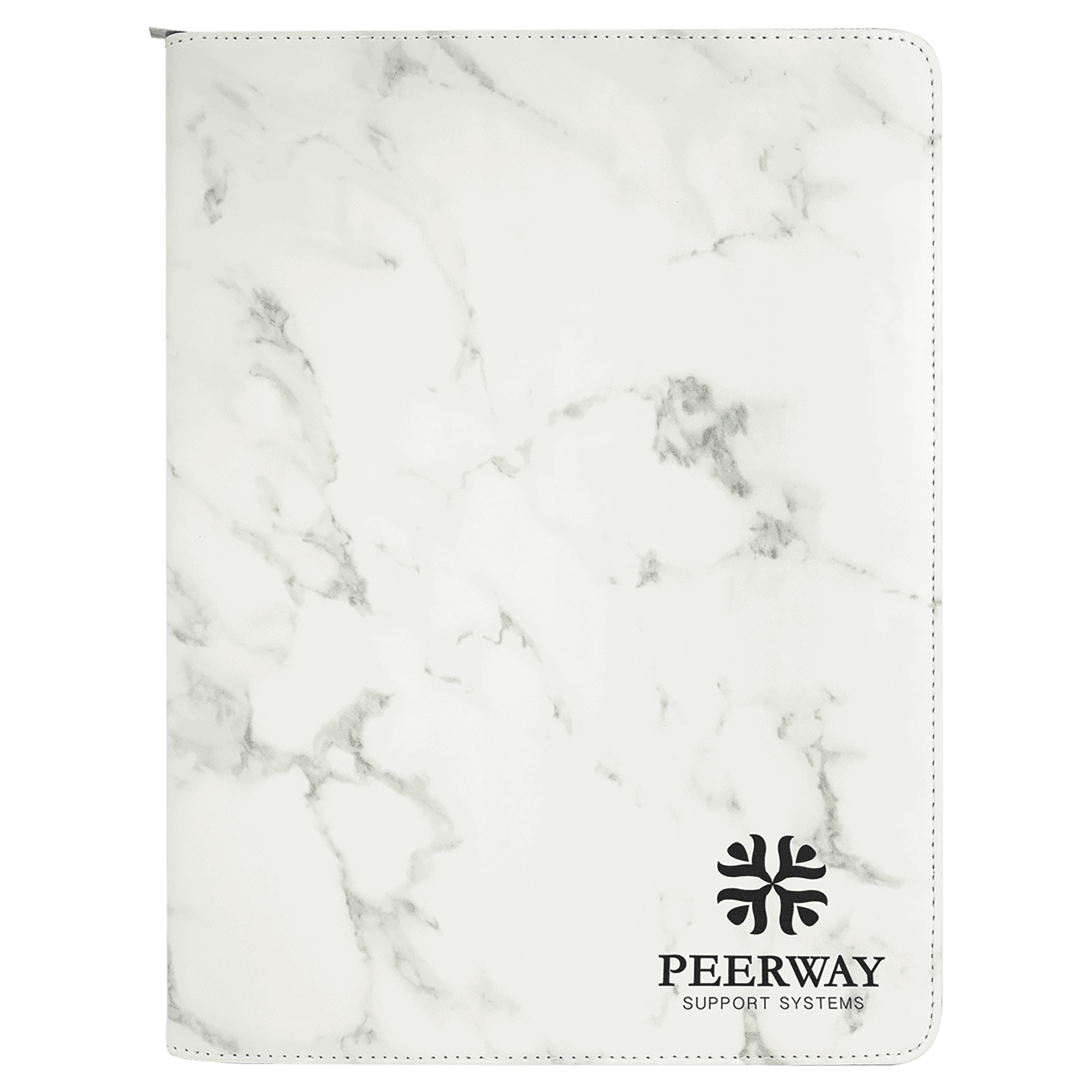 White Marble with Zipper Leatherette Portfolio with Notepad 9 1/2" x 12 ...