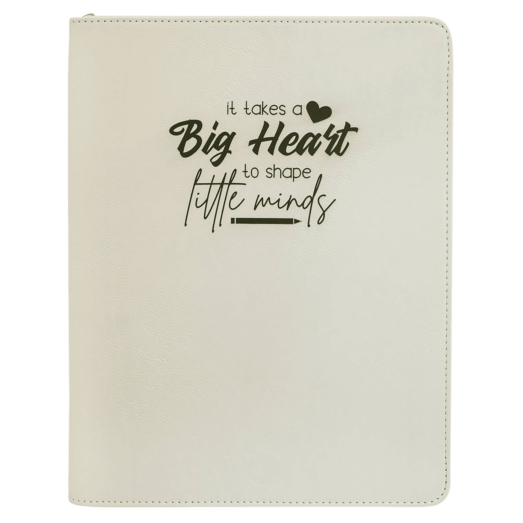 White with Zipper Laserable Leatherette Portfolio with Notepad 9 1/2" x ...