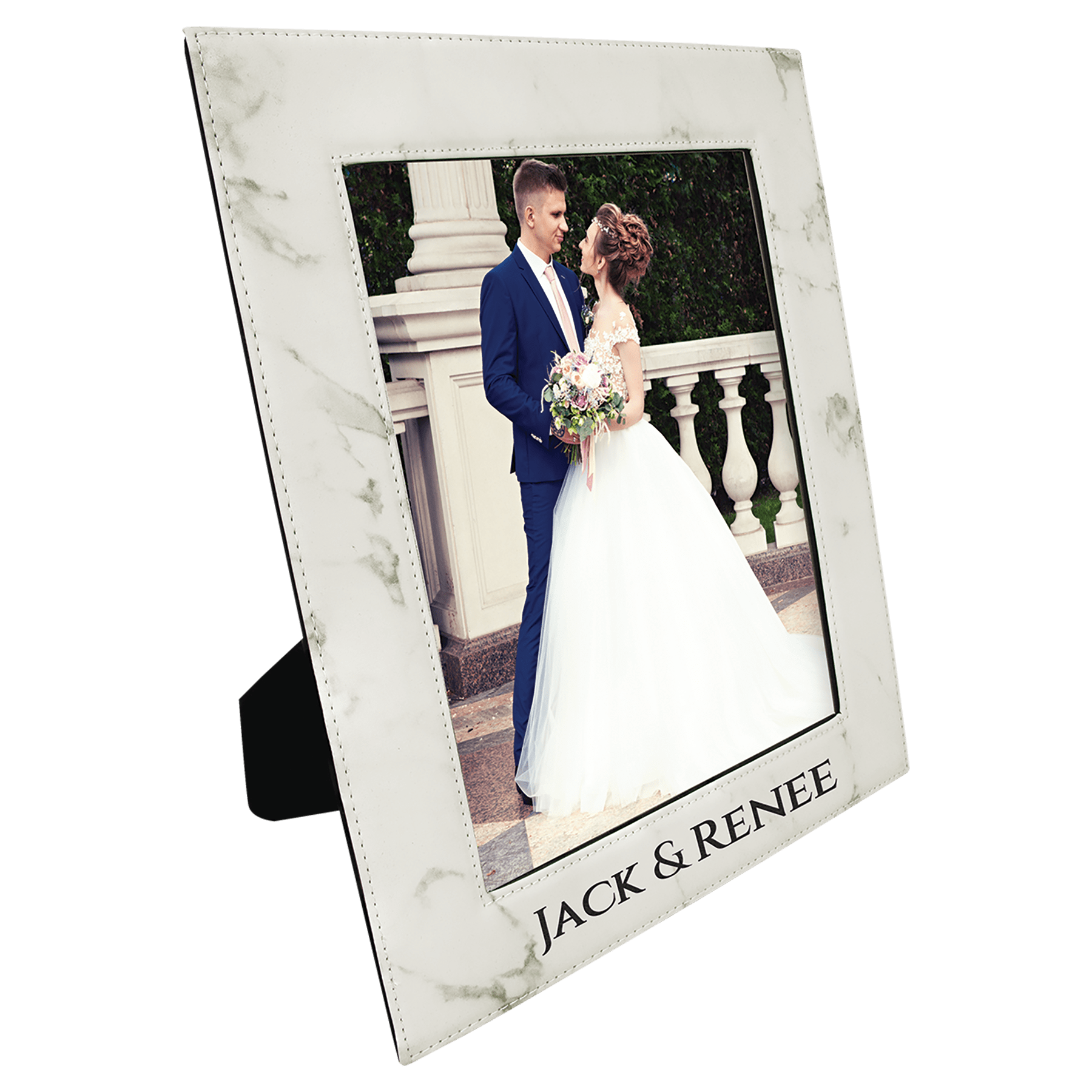 Laserable Leatherette Photo Frame 8" x 10" White Marble - The Glass Fox