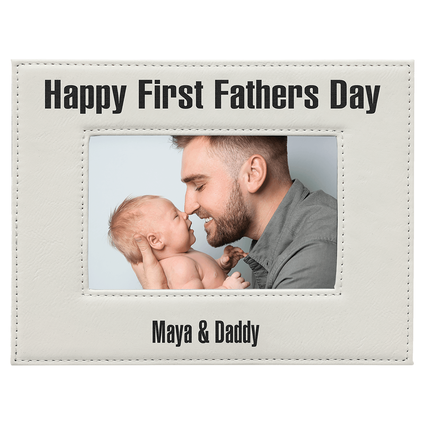 Laserable Leatherette Photo Frame 4" x 6" White/Black - The Glass Fox