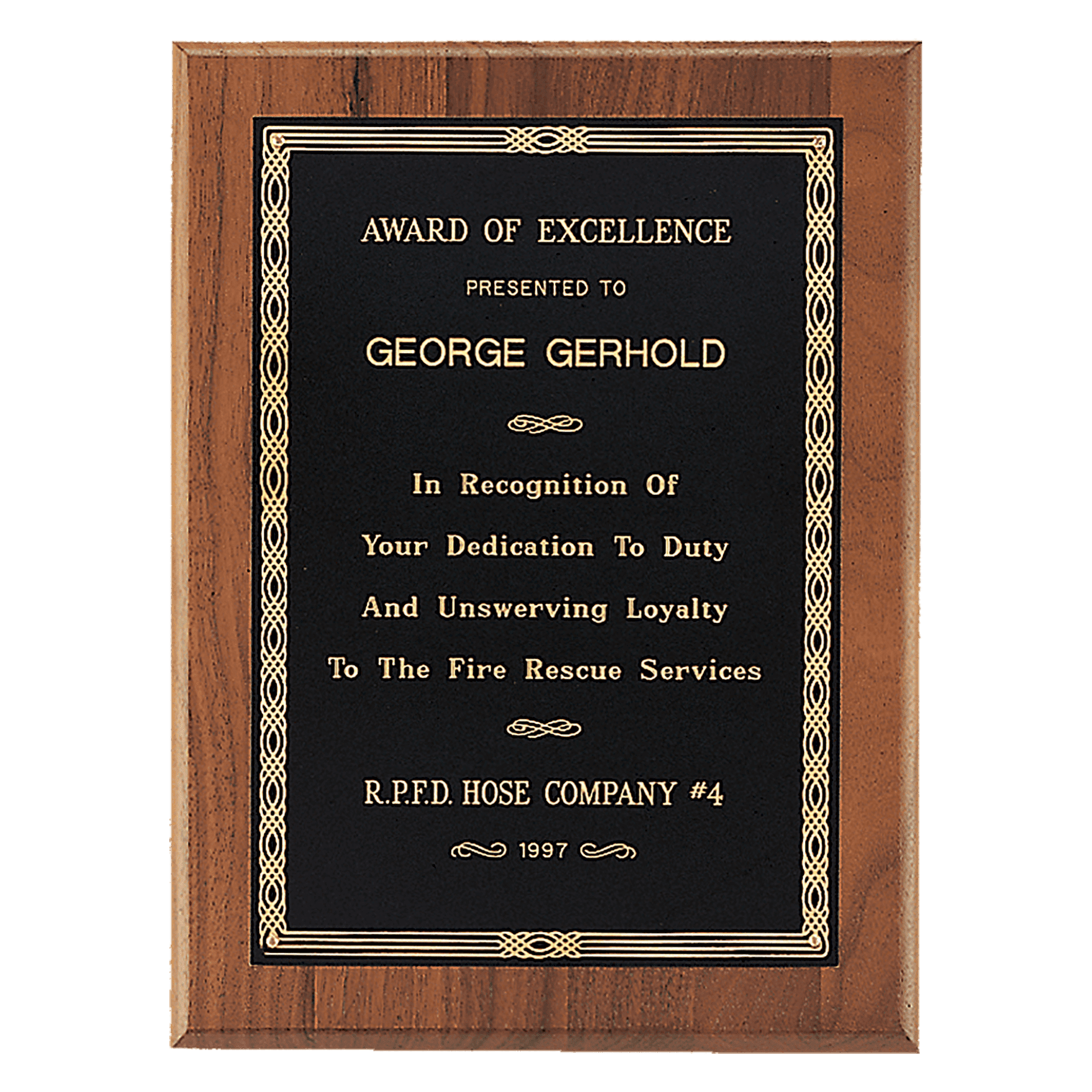 American Walnut Plaque- Sheffield Series 5" x 7" Jewelers Black ...